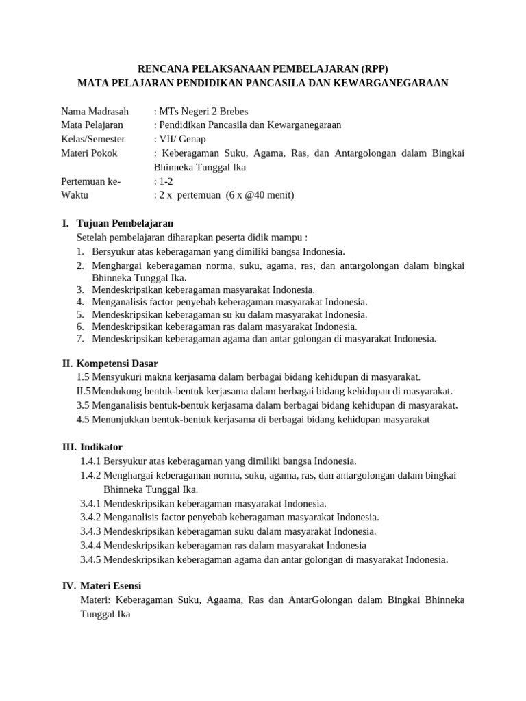 RPP Kelas 7 BAB 4 Pertemuan 1-2 | PDF
