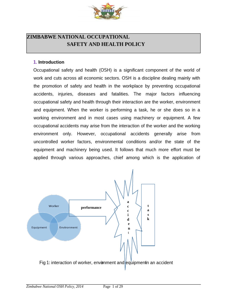 Zimbabwe National OSH Policy Word Document 2022 | PDF | Occupational Safety And Health | Employment