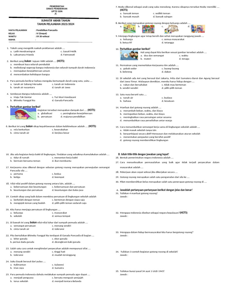 Sumatif Akhir Semester Genap (Pend. Pancasila) | PDF