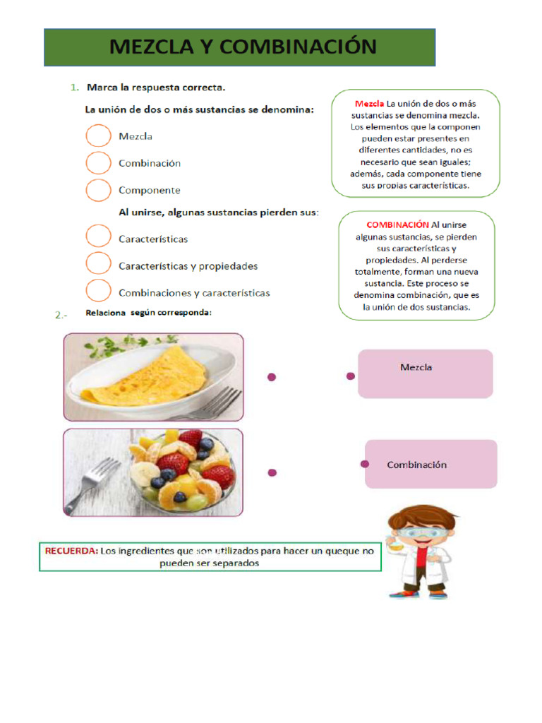 Mezclas y Combinaciones - Ficha | PDF