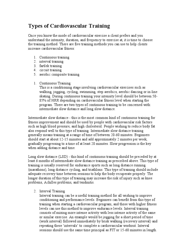 Types of Cardiovascular Training | PDF | Aerobic Exercise | Physical ...