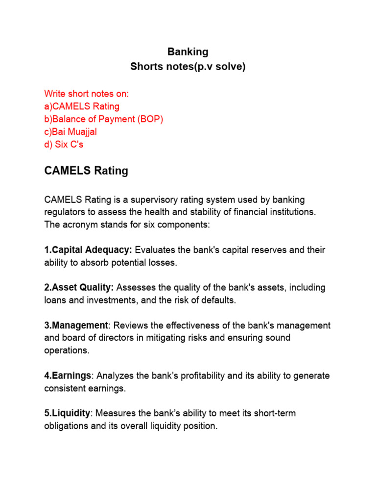 Banking Short Notes Ans | PDF