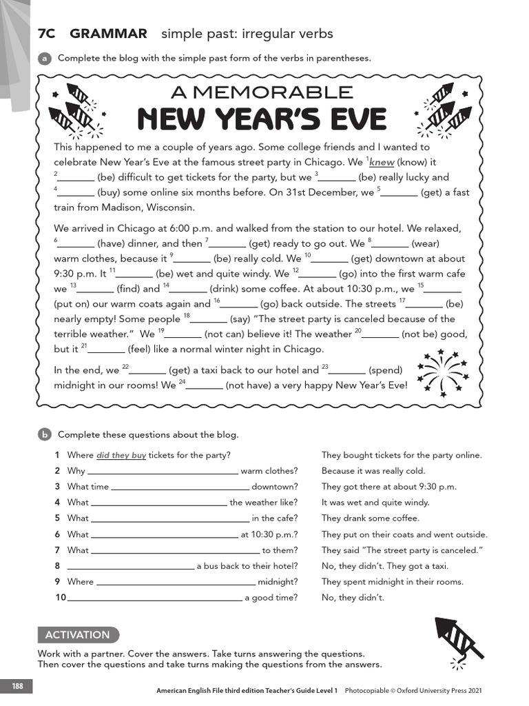 AEF3e Level 1 TG PCM Grammar 7C | PDF