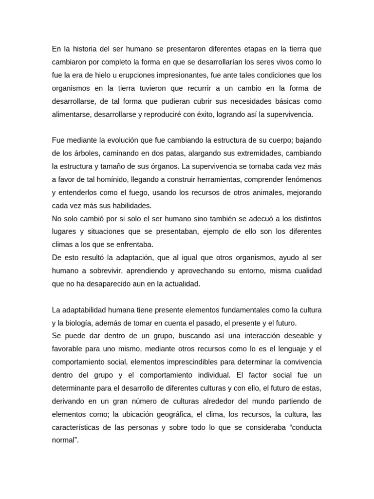 Adaptacion Humana | PDF