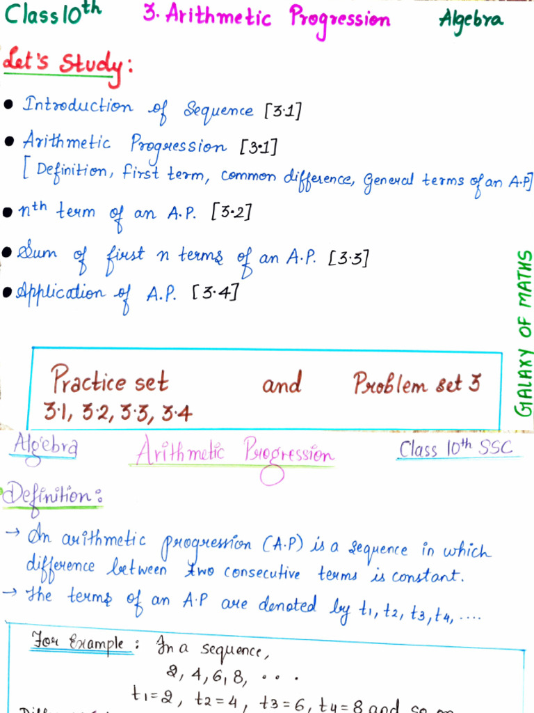Arithmetic Progression Handwritten Notes | PDF