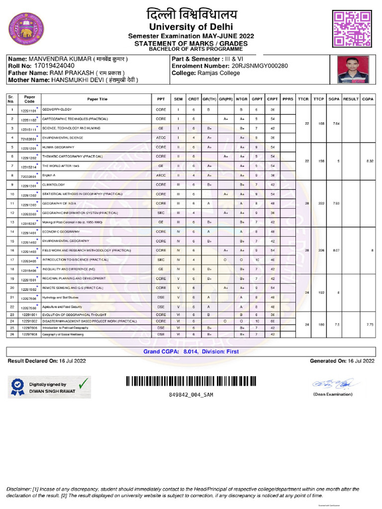 RAMJAS BA PROGRAMME | PDF