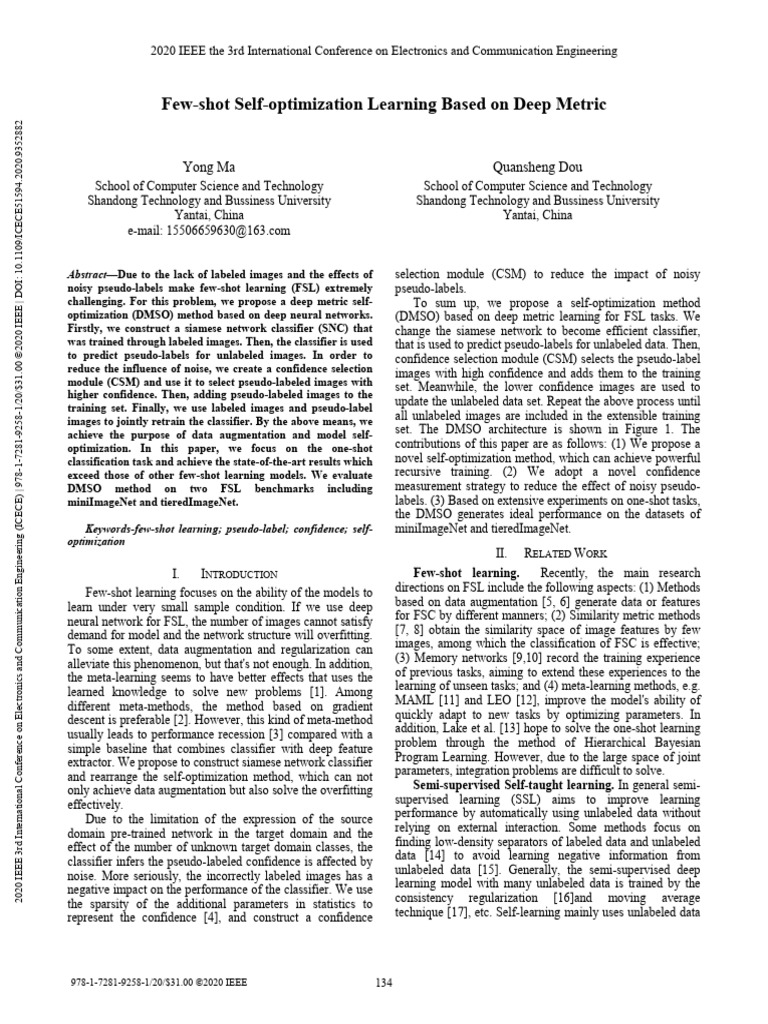 Few-Shot Self-Optimization Learning Based On Deep Metric | PDF