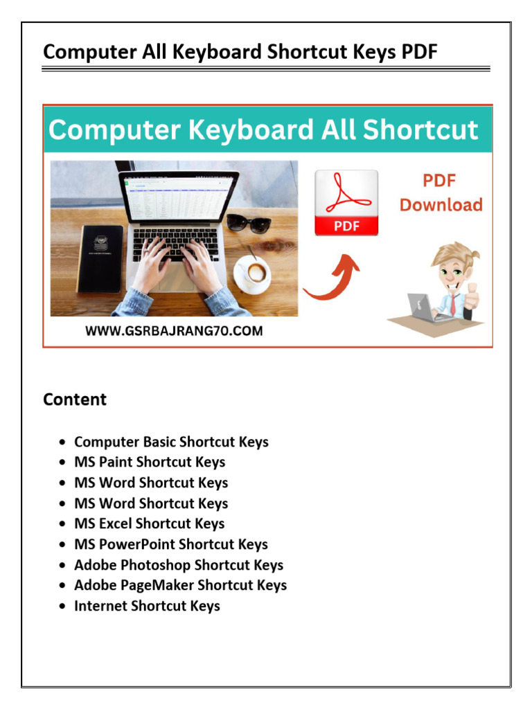 Computer All Keyobard Shortcut | PDF | Keyboard Shortcut | Graphical User Interfaces