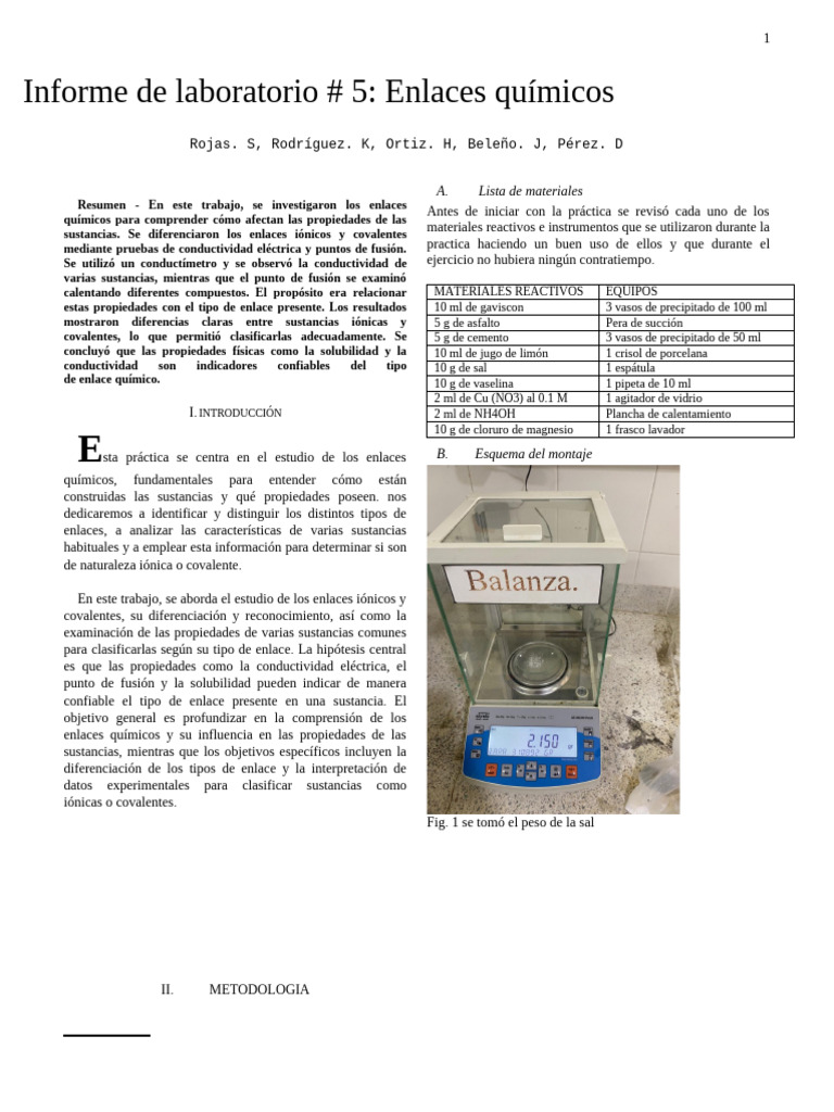 Informe 4 Enlace Quimico | PDF Informe 4 Enlace Quimico | PDF