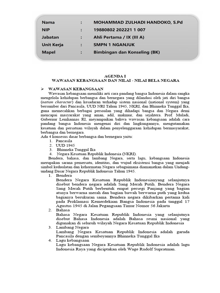 Resum Agenda 1-3 Mohammad Zulhadi Handoko | PDF
