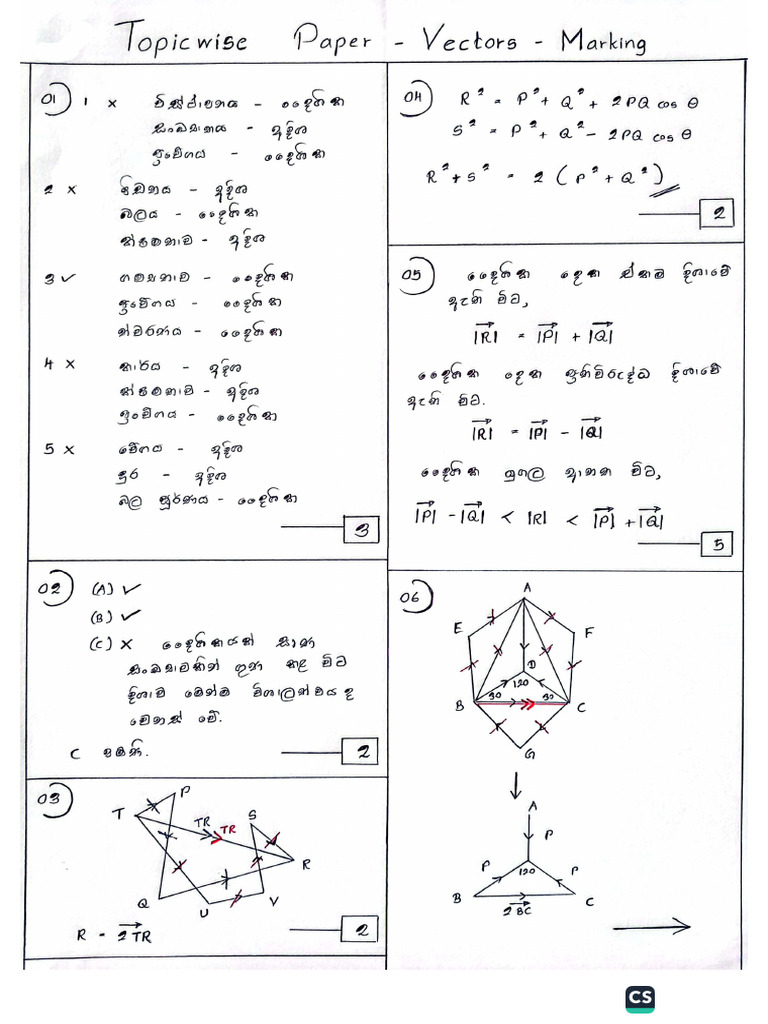 Topicwise Paper - Vectors - Marking - 1 | PDF