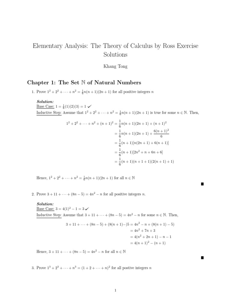 Ross Elementary Analysis Solutions | PDF