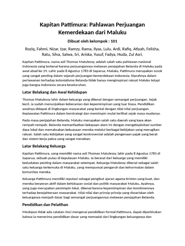 Kapitan Pattimura | PDF