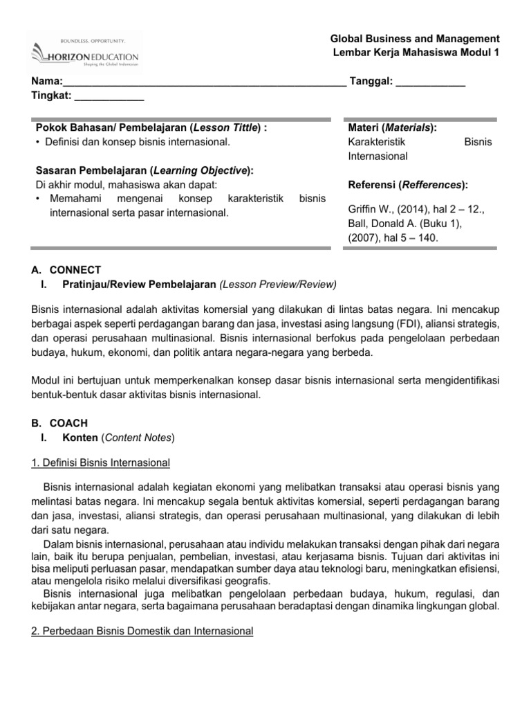 Modul Global Business and Management 1 | PDF