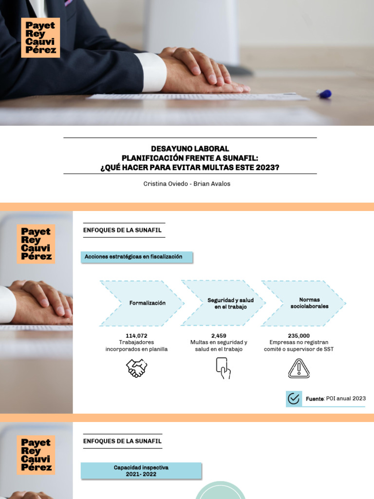 Desayuno Laboral Planificacion Frente A SUNAFIL Que Hacer para Evitar Multas Este 2023 1 | PDF