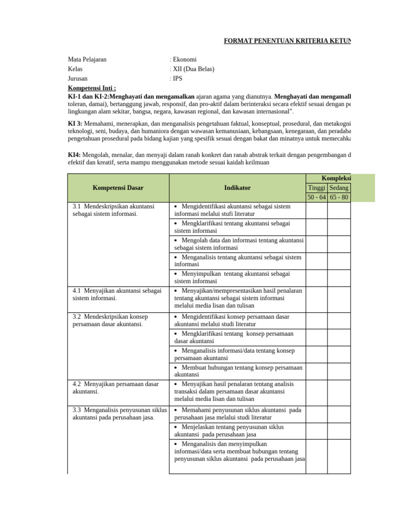 Analisis KKM Ekonomi Kelas 12 Ips | PDF