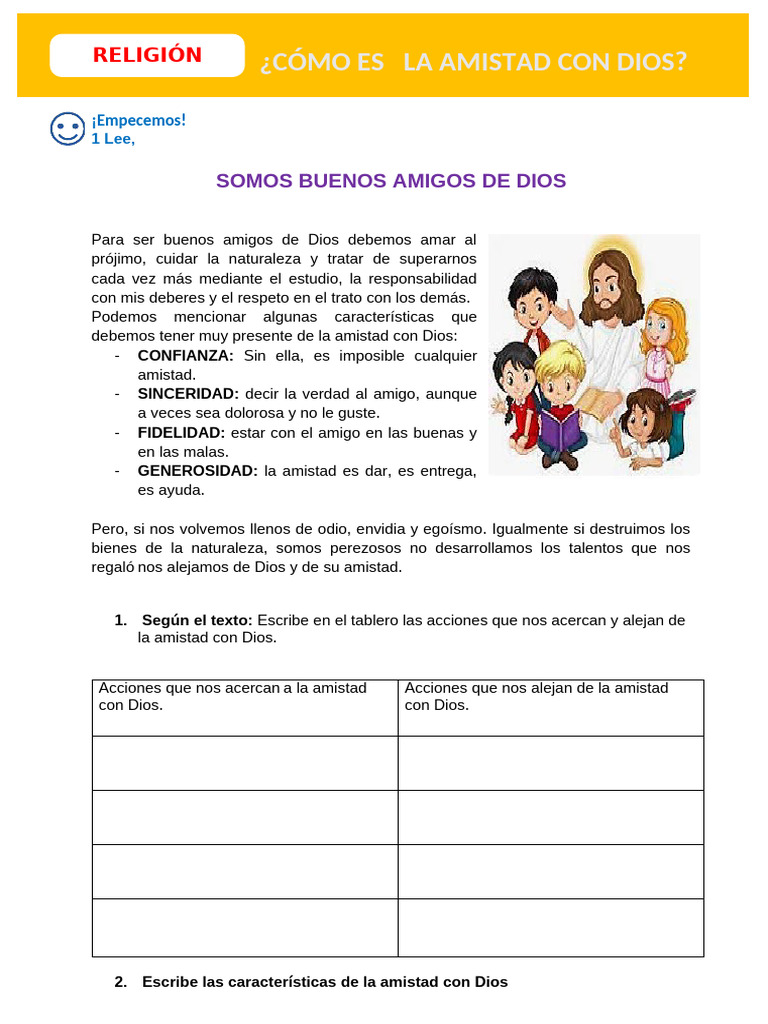 FICHA - RELIG - ¿Cómo Es La Amistad Con Dios | PDF