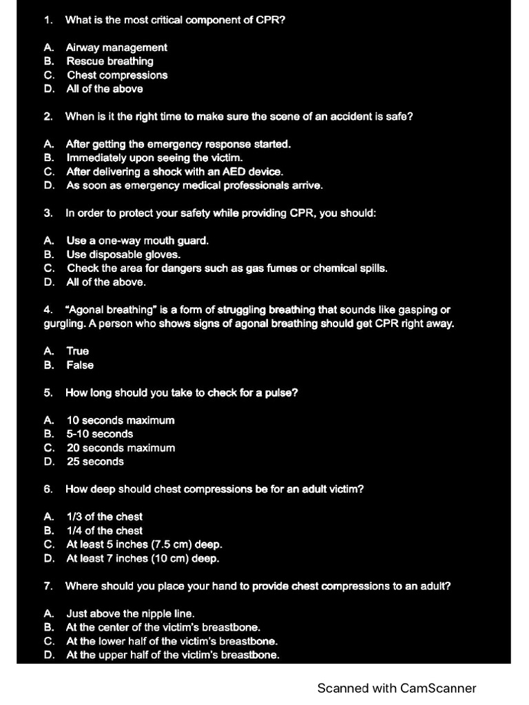 CPR Quiz | PDF
