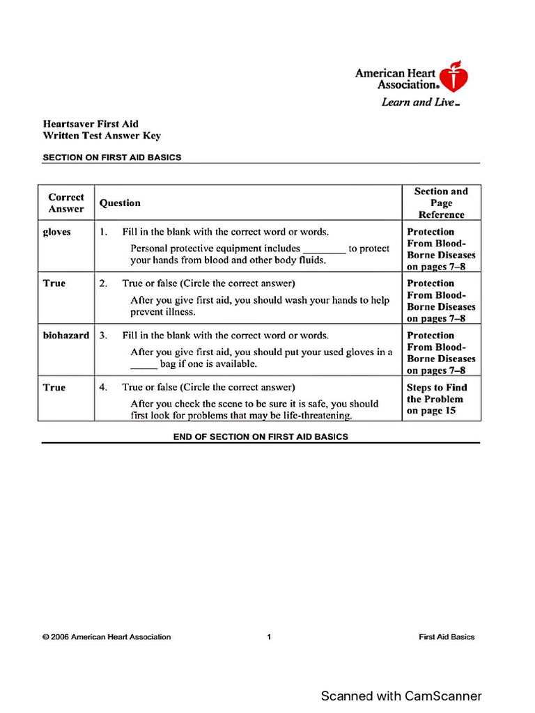 First Aid Quiz | PDF