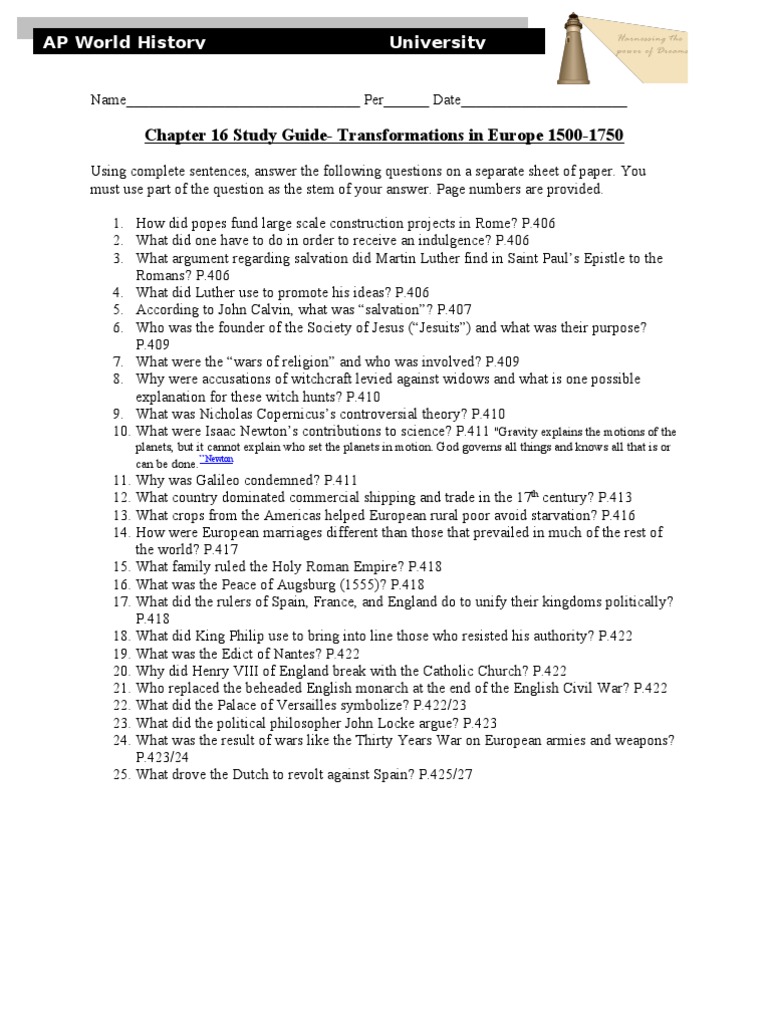 Chapter 16 Study Guide | PDF | Monarchy | England