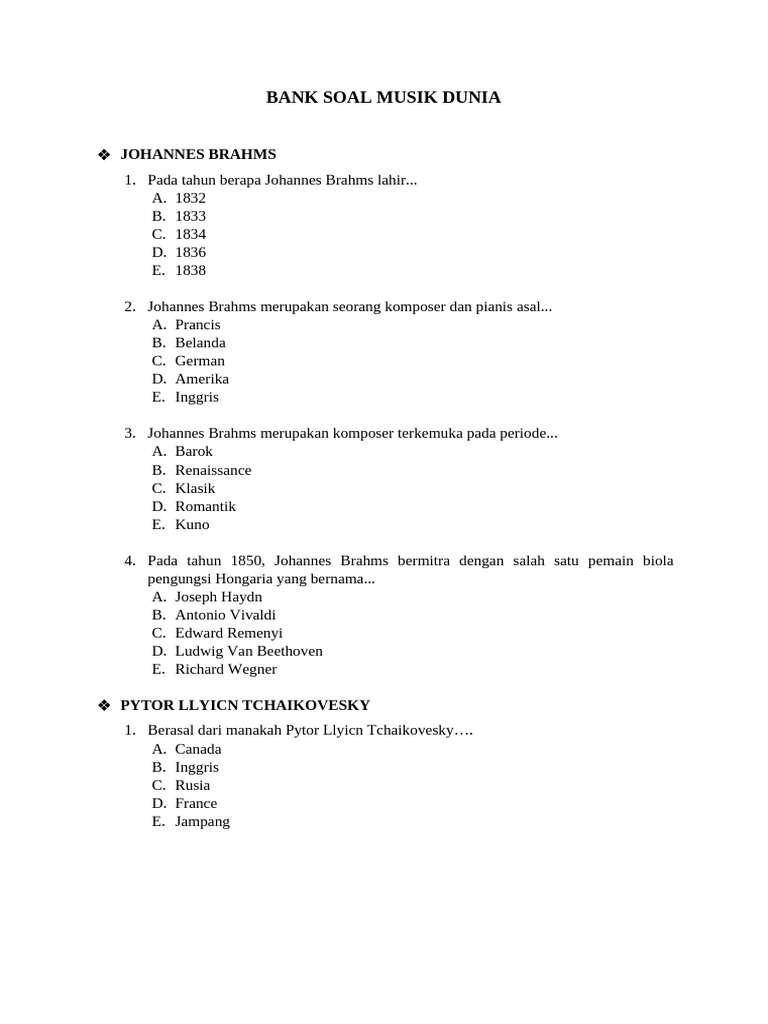 Bank Soal Musik Dunia | PDF
