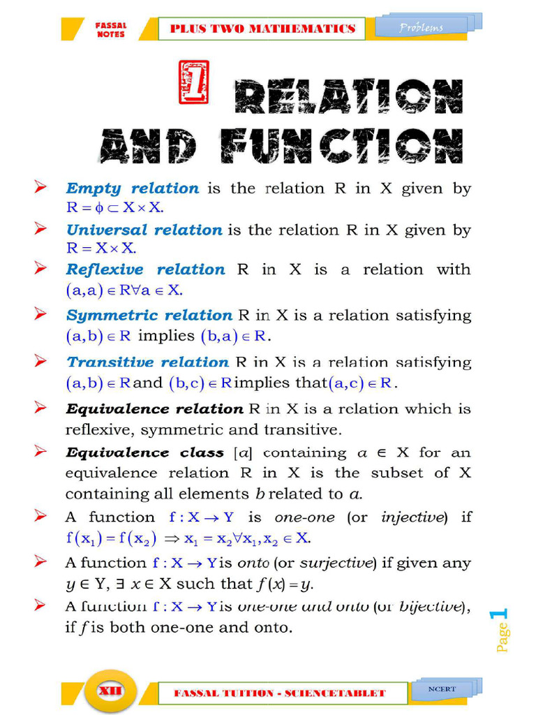Hsslive-12 M P Chapter 01-Function | PDF