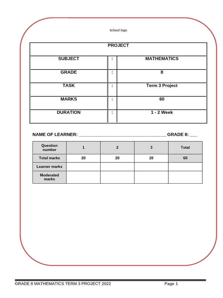 EXEMPLAR PROJECT TERM 3 GRADE8 | PDF