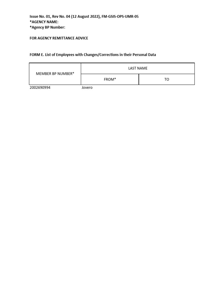 Form E 1 | PDF | Address (Geography) | Information Governance