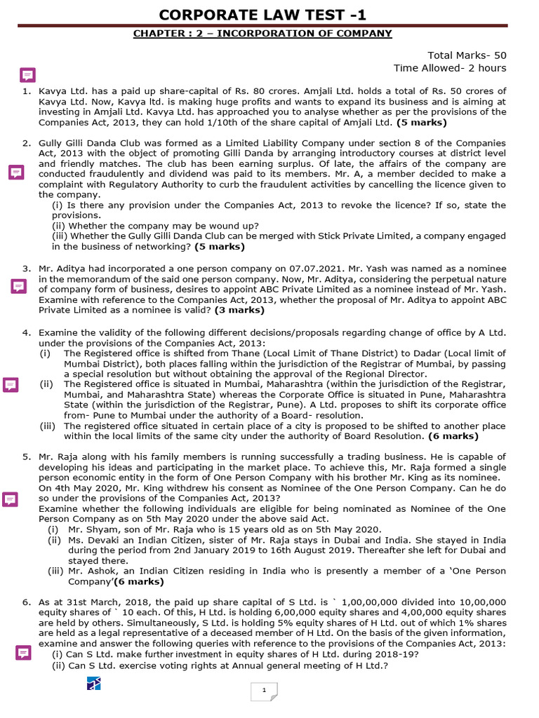 Law Test-1 | PDF