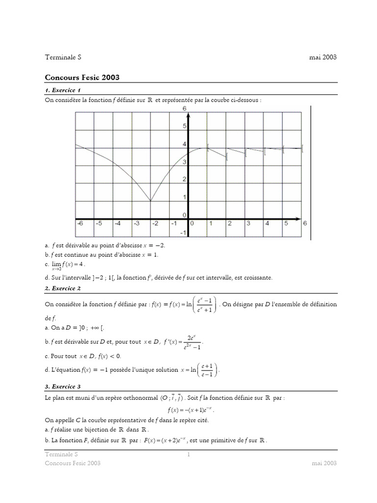 Fesic 2003 Enonce | PDF