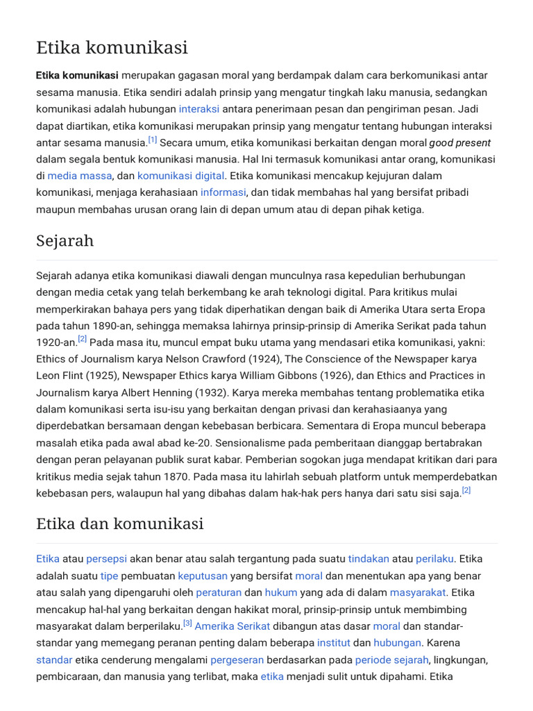 Etika Komunikasi - Wikipedia Bahasa Indonesia, Ensiklopedia Bebas | PDF