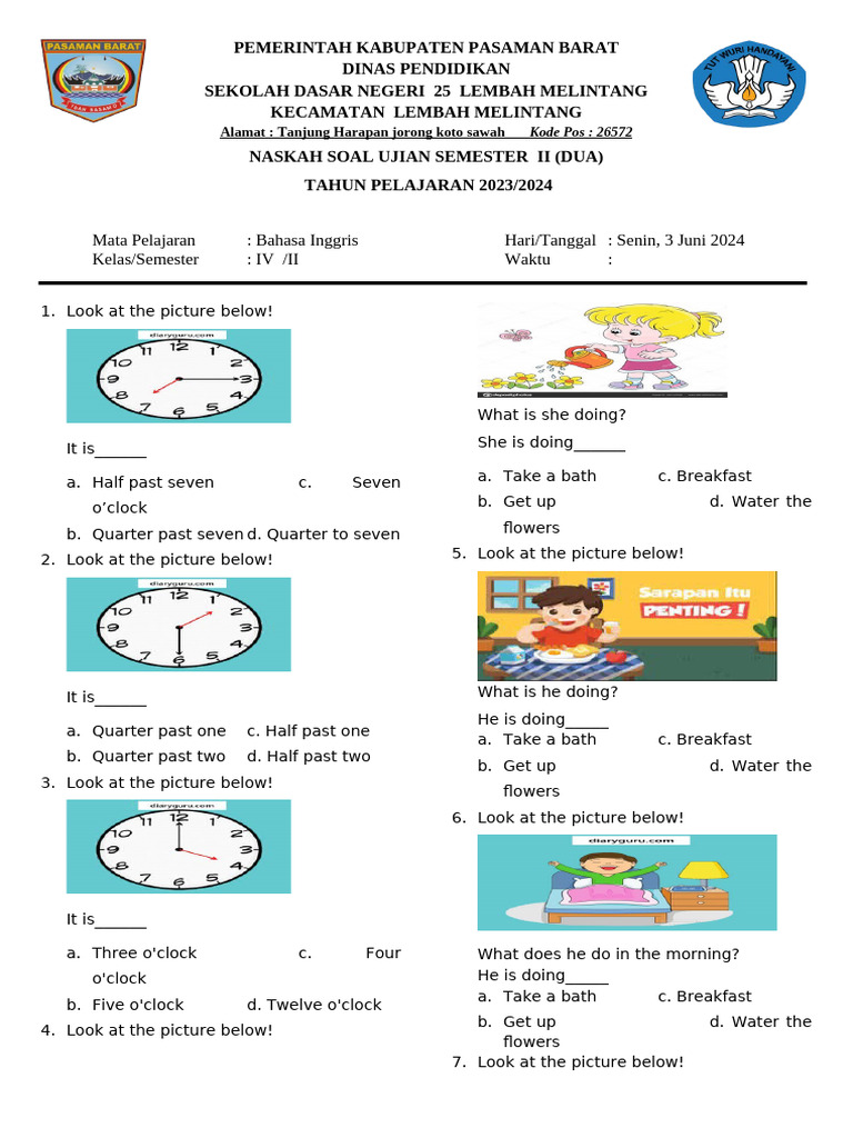 Soal Ujian Semester 2 Kelas IV | PDF