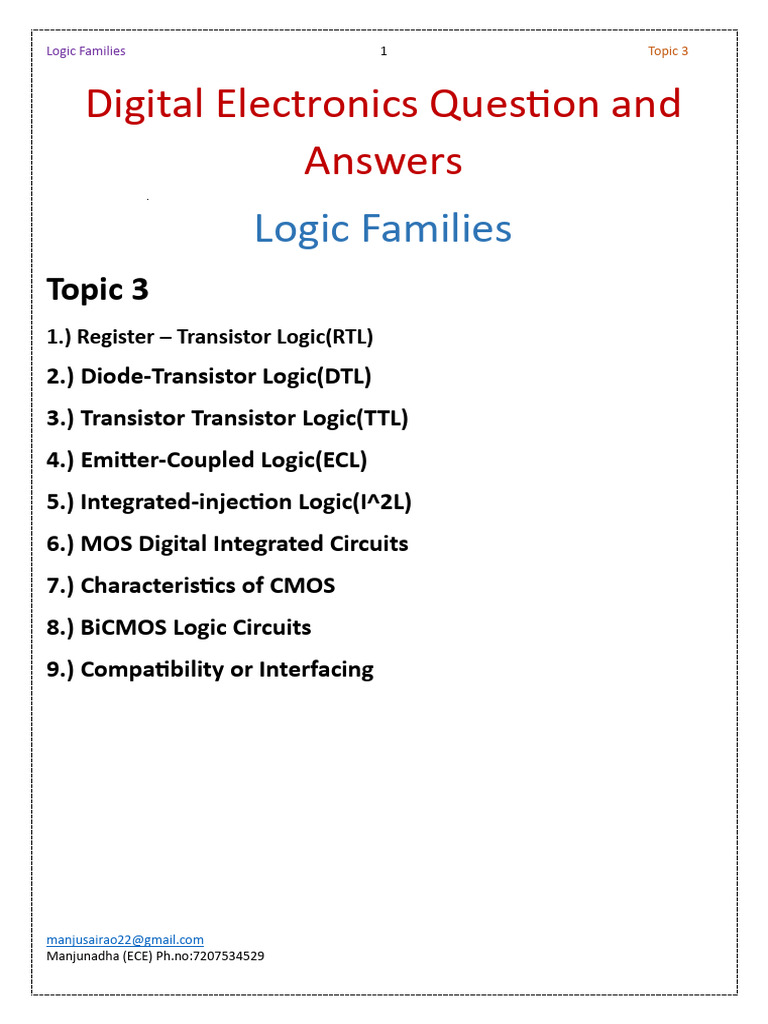 Digital Electronics Question and Answers Topic 3 | PDF