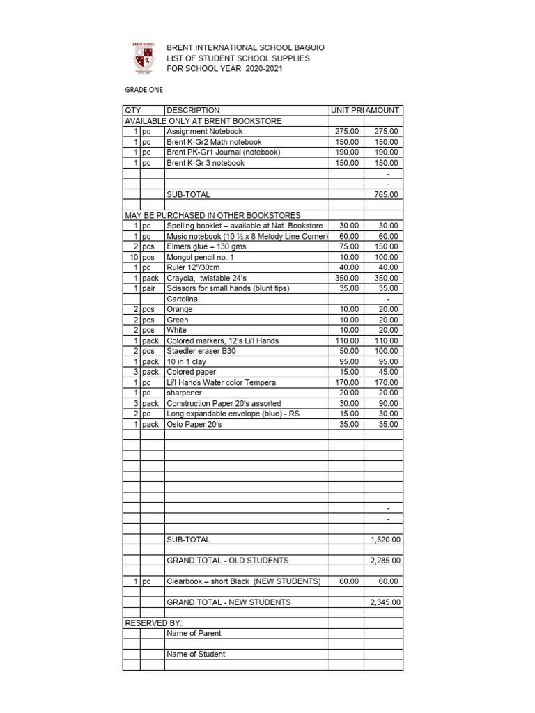 Grade1 OrderForm | PDF