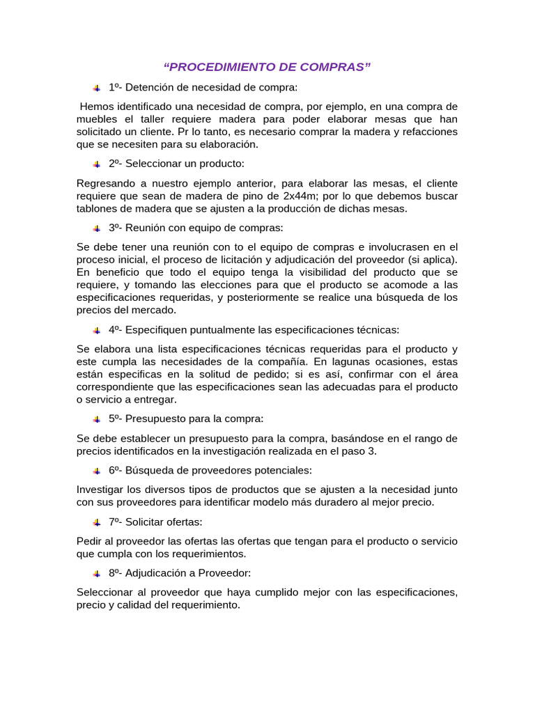 Procedimiento de Compras | PDF