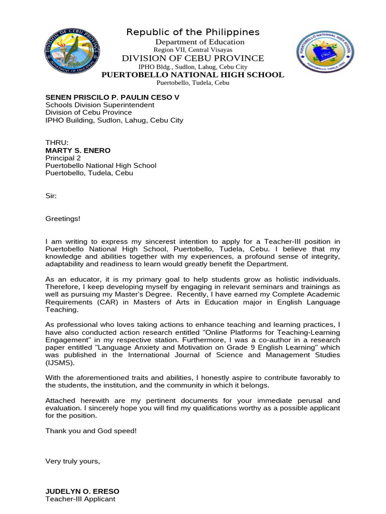 Application Letter JOE | PDF