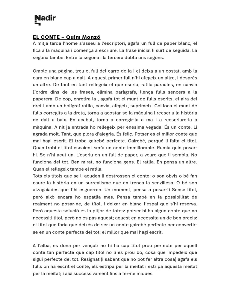 EL CONTE - Quim Monzó | PDF