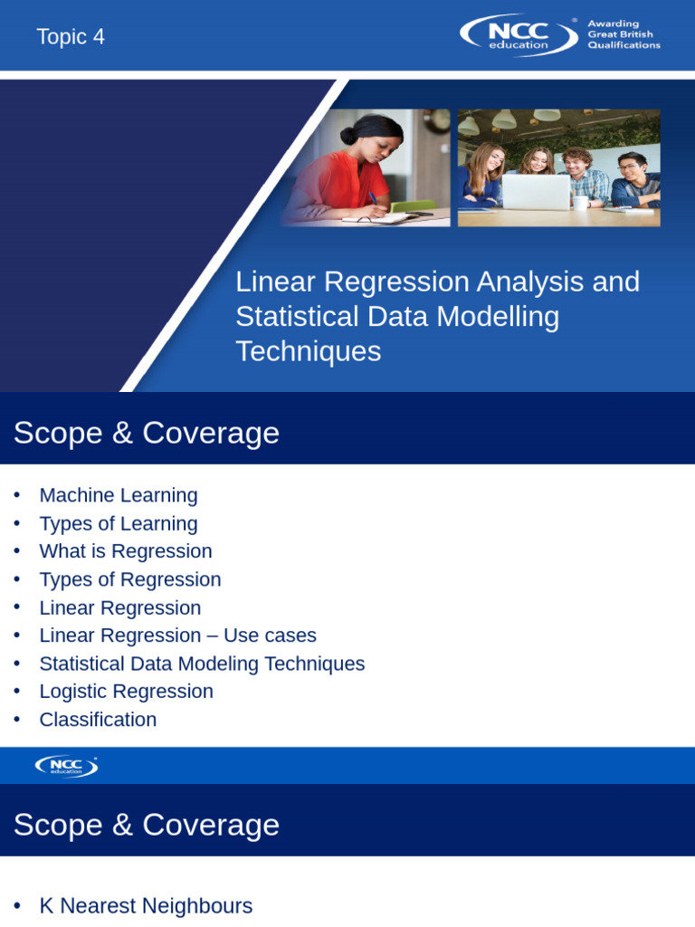 Topic 4 - Linear Regression Analysis and Statistical Data Modelling ...