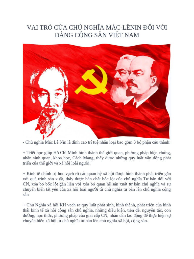 Vai trò của chủ nghĩa mác lê nin với đảng csvn là | PDF