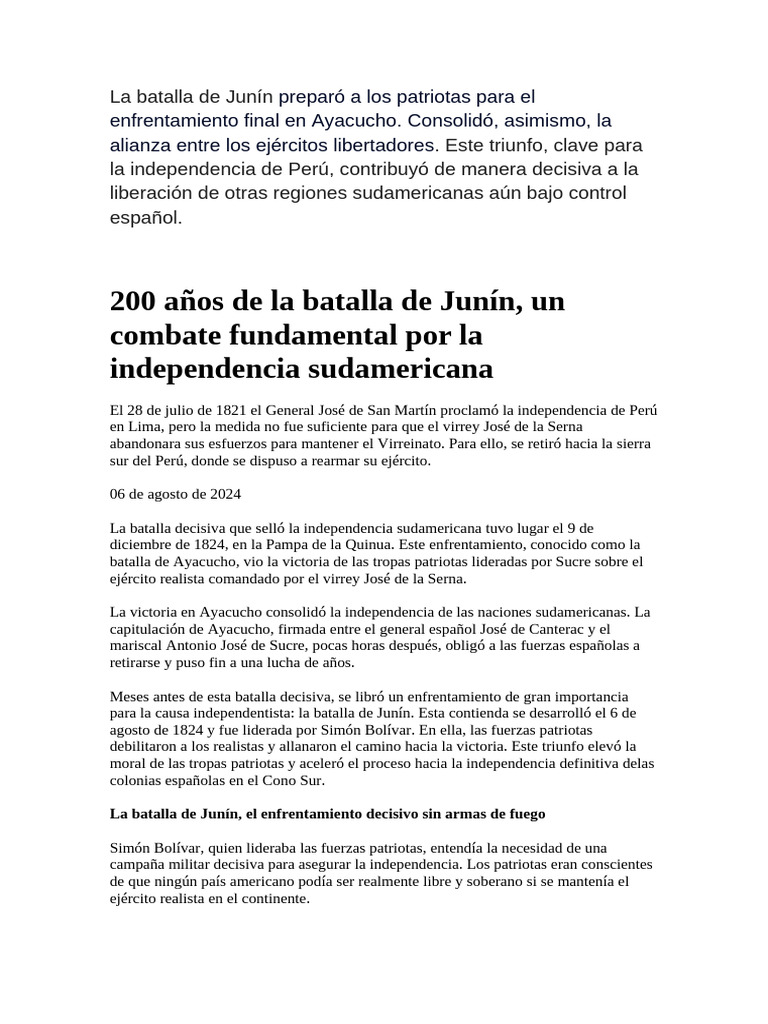 La batalla de Junín | PDF