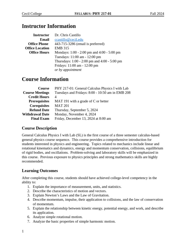 2024 Fall Syllabus | PDF