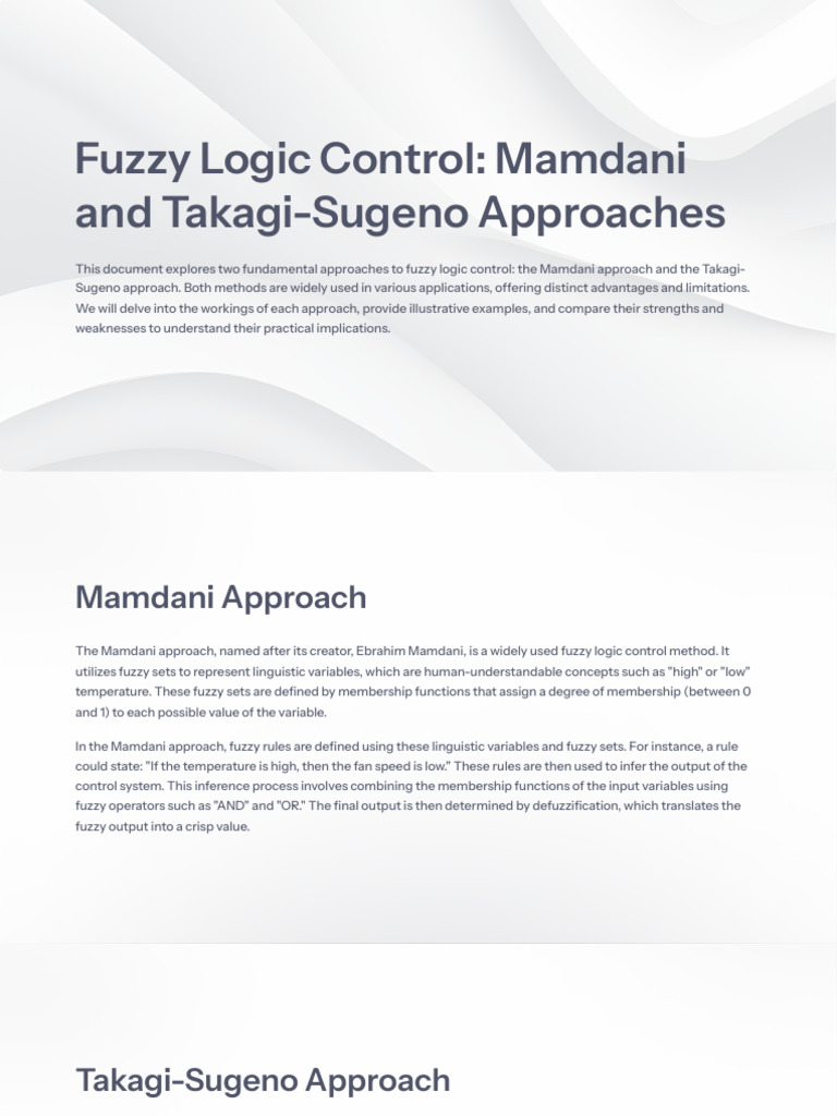 Fuzzy Logic Control Mamdani and Takagi Sugeno Approaches | PDF | Fuzzy Logic | Mathematics