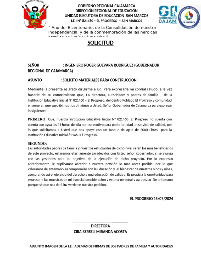 SOLICITUD DE MATERIALES | PDF