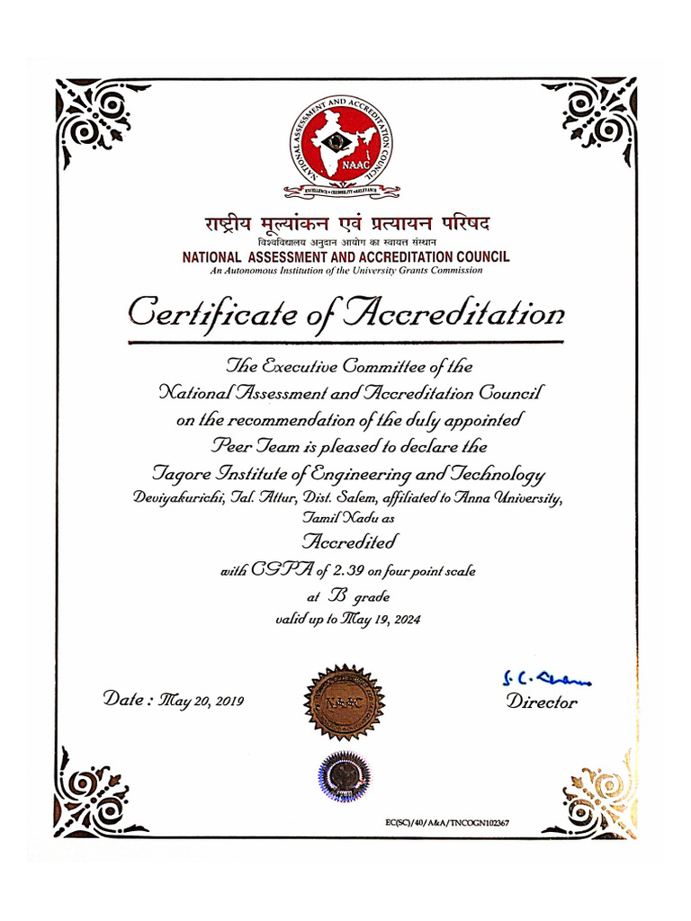 Naac & Iso Certificate | PDF