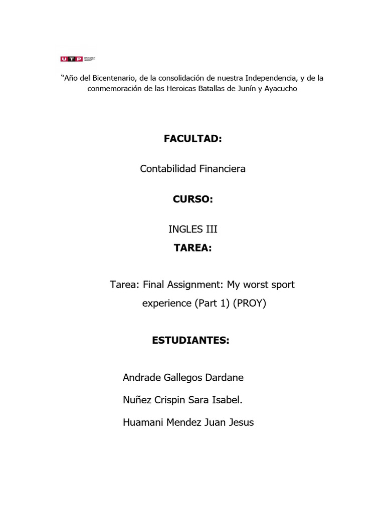 My Worst Sport Experience (Part 1) | PDF