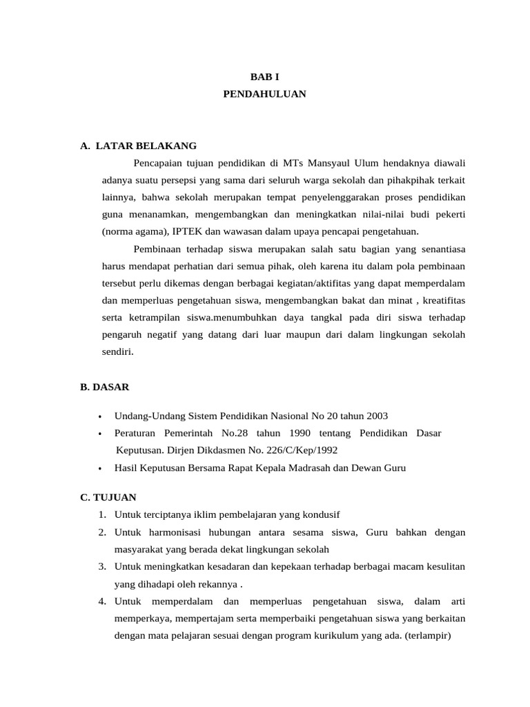 Program Kesiswaan MTS Mansyaul Ulum | PDF