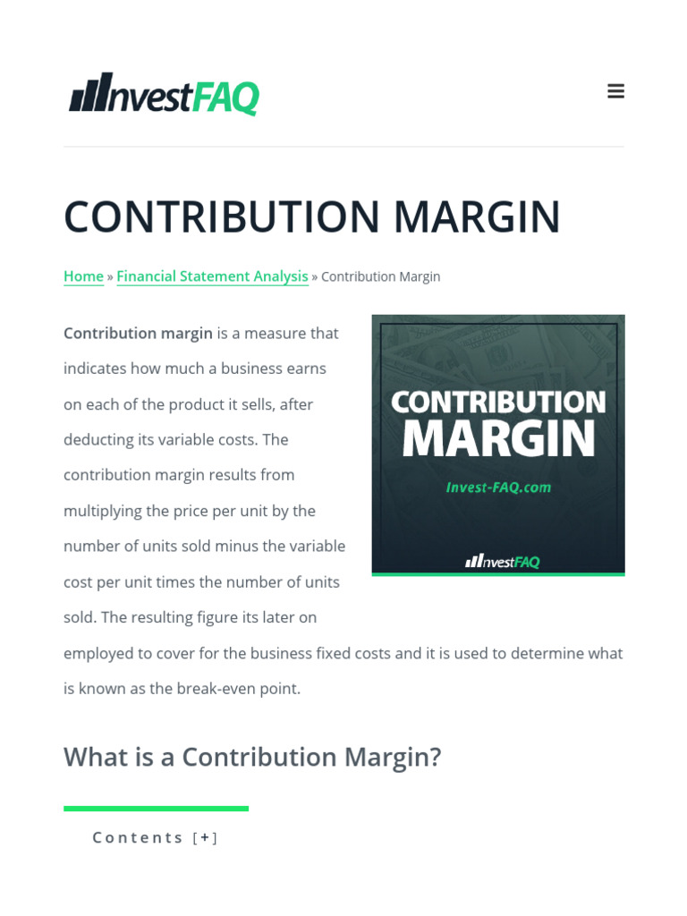 Contribution Margin - (Formula, Example Calculation, Analysis Guide ...