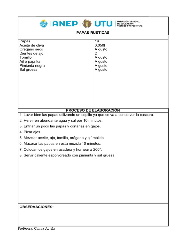 Papas Rústicas | PDF