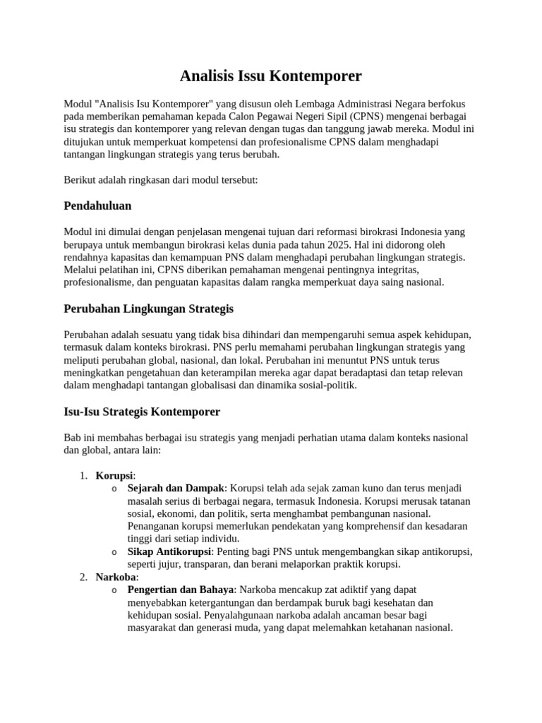 Analisis Issu Kontemporer | PDF