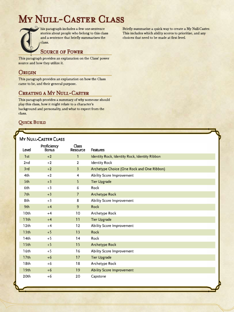 Null-caster Template | PDF
